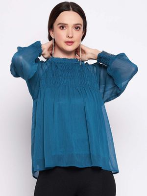 Buy Madame High Neck Smocking A-Line Top (S) Online