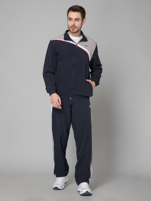 Buy TURNFIT Men Navy Blue Colorblock Sports Tracksuit Online