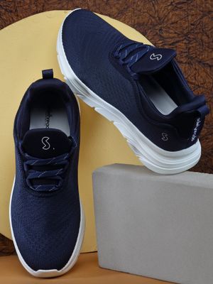 Buy SOLETHREADS Ecoknit Navy Blue Textured Men Sneakers Online