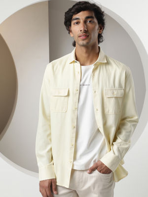 Buy Rare Rabbit Lyton Pastel Yellow Solid Shirt Online