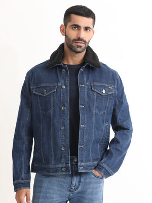 Buy Rare Rabbit Rubik Dark Blue Solid Jacket Online