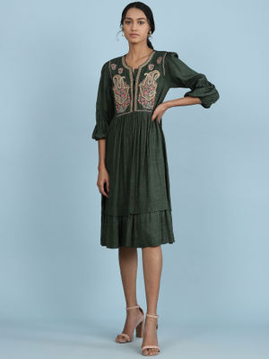 Buy Aarke Ritu Kumar Green Embroidered Dress Online