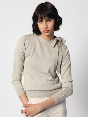 Buy RAREISM Off White High Neck Full Sleeve Sweater Online