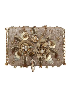 Buy Fuchsia by Aashka Mehta Gold Moti Clutch online