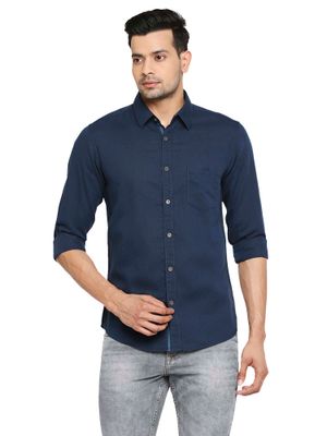 Mufti Casual Shirts : Buy Mufti Petrol Blue Mens Slim Fit Full Sleeves ...