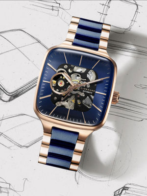 Buy Giordano Men Automatic Skeleton Square Blue Dial Analog Watch - GZ ...