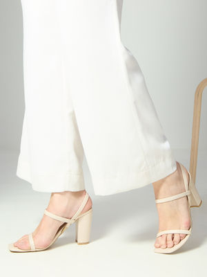 Buy Inc.5 Women Cream Party Wear Solid Square Toe Block Heels (UK 2) Online
