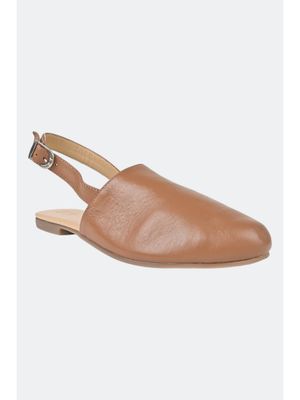 Buy SKO Tan Leather Backstrap Flats For Women Online