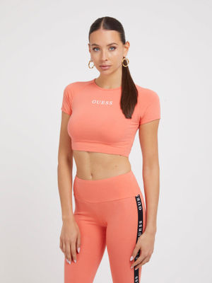 Buy Guess Peach Front Logo Crop Top Online
