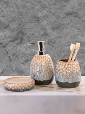 Buy OBSESSIONS Ceramic Luxury Bathroom Set Of 3 Beige Online