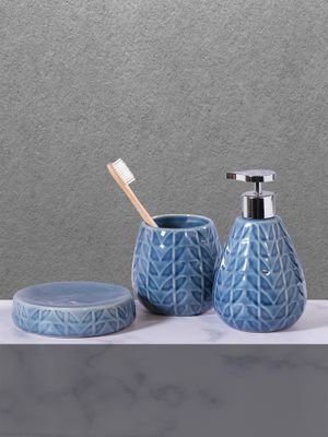 Buy OBSESSIONS Ceramic Luxury Bathroom Set Of 3 Blue Online