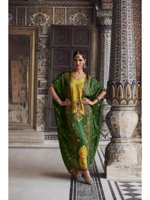 Buy KALISTA Green Saisha Kaftan Dress (XS) Online