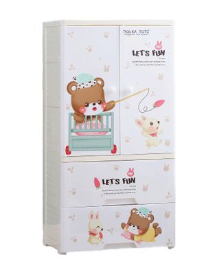 Buy Polka Tots Kids Teddy Collapsible Plastic Almirah Wardrobe Storage ...