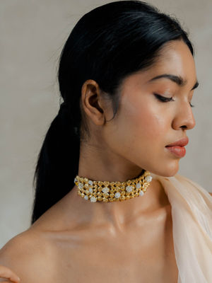 Aarjavee Necklaces And Pendants : Buy Aarjavee Noor Golden Choker ...