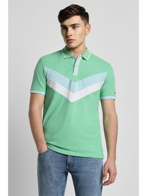 Buy Peter England Mens Green Print Polo Neck Polo T-Shirt Online
