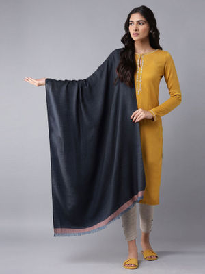 Buy W Blue Knitted Shal Online