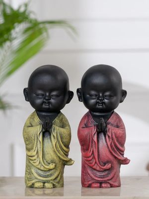 Buy DecorTwist Multi-Color Namaste Buddha Monk Statue Showpiece Set of ...