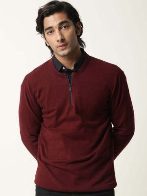 Buy RARE RABBIT Rumbled Maroon Sweater Online