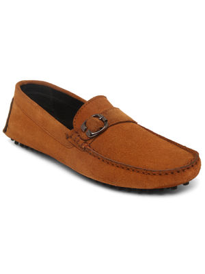 Buy Louis Stitch Solid Rust Italian Suede Leather Loafers (UK 9) Online