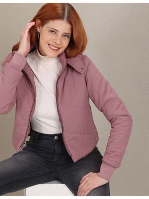 Buy U.S. POLO ASSN. Dusty Pink Detachable Hood Solid Cropped Jacket Online