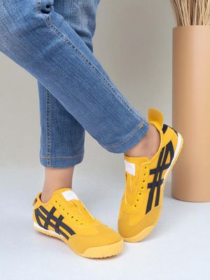 Buy Truffle Collection Women Yellow Solid Sneakers (UK 3) Online
