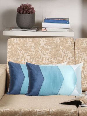 Buy Sivya by Home Colorblock Rectangular Cushion Cover Blue (Pack of 2 ...