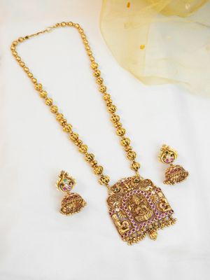 Buy Niscka 24K Gold Plated Antique Temple Traditional Matar Mala ...