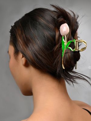 Buy Silvermerc Designs Light Pink Floral Claw Clip Online