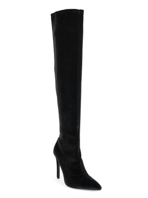 Buy London Rag Madmam Stretch High Heel Velvet Boot In Black Online