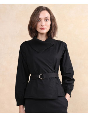 Buy RAREISM Tokat Primary Black Regular Jacket with Belt (Set of 2 ...