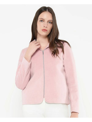 Buy RAREISM Zympi Light Pink Zipper Boxy Jacket (XXS) Online
