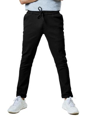 Buy The Souled Store Solid Black Stretch Structured Pants For Men (S ...