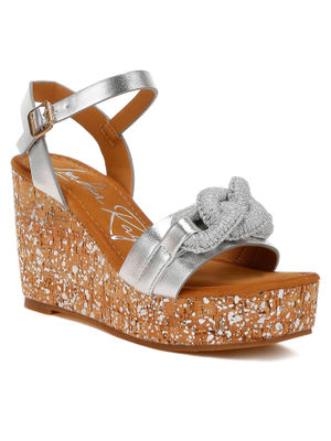 Buy London Rag Silver Chain Link Detail Wedges (UK 3) Online