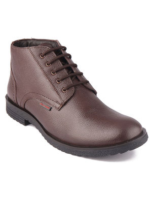 Buy Red Chief Brown Leather Solid Boots For Men Online