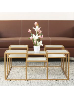 Buy Claymint Valentino Frosted Glass Bunching Coffee Table in Dark Gold ...