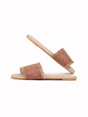 Buy Noosh Jute Chevron Slides Red Online