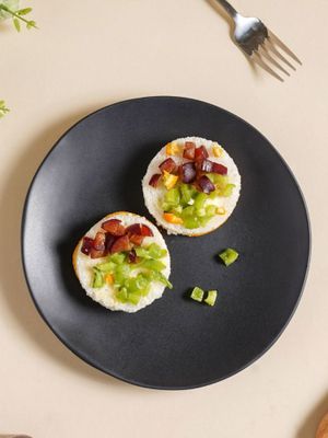 Buy Nestasia Matt Black Fine Ceramic Round Snack Plate Microwave-Safe 8 ...