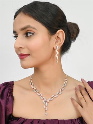 Buy Ratnavali Jewels Rose Gold Plated American Diamond White Cubic ...