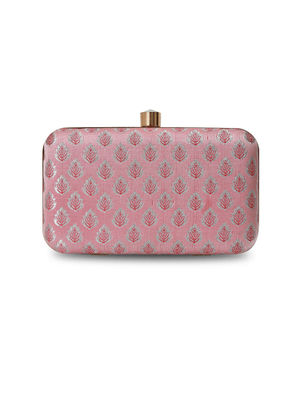 Buy THE TAN CLAN Classic Pink Box Clutch with Detachable Chain Online
