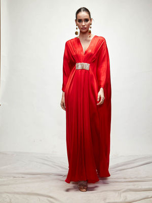 Buy Ranian Red Silk Kaftan Dress (XS) Online