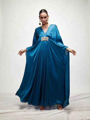 Buy Ranian Persian Blue Silk Kaftan Dress (XS) Online