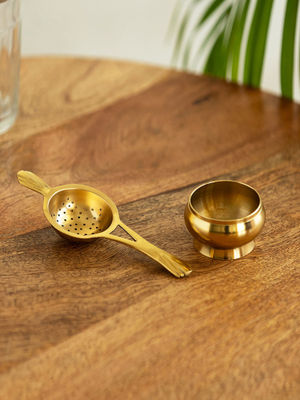 Buy ExclusiveLane Uttam Pure Brass Tea Strainer Set Online