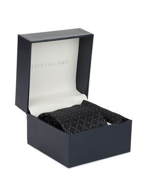 Buy Peter England Black Tie And Pocket Square (Pack of 2) Online