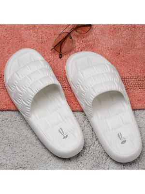 Buy SOLETHREADS Puffer White Solid Men Sliders Online
