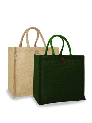Buy Earth Bags GREEN & NATURAL COLOR BAGS WITH LOOP CLOSURE-PACK OF 2 ...