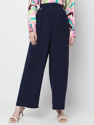 Buy VERO MODA Women Navy Blue Casual Pants Online