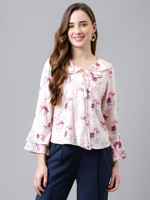Buy Latin Quarters Women Floral Print Pink Color Top Online