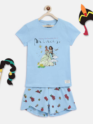 Buy Lil Tomatoes Girls Disney Princess Characters Cotton Night Suits- Ltsky (Set of 2) Online