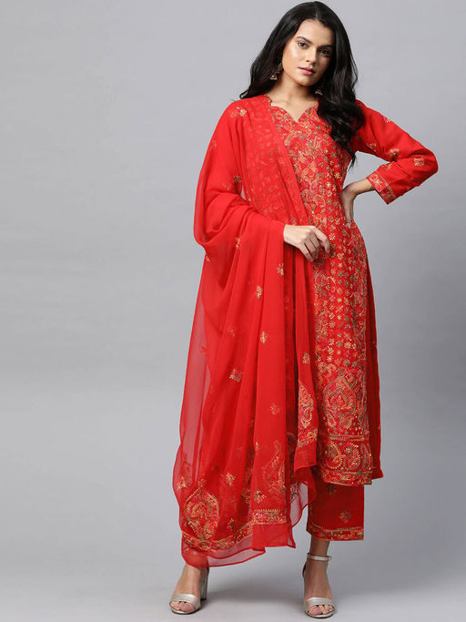 Buy Stylish Red Dress Material Collection At Best Prices Online