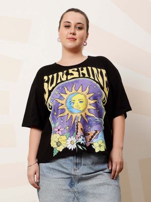 Buy AAREIN Ample Floral Print Cotton T-Shirt (2XL) Online